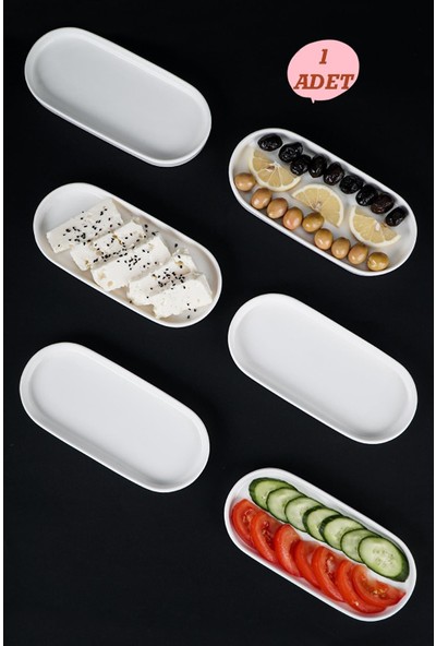 Seramik Oval Kahvaltılık Masa Ortası Sunumluk 20*9 cm 1 Adet DR37-1