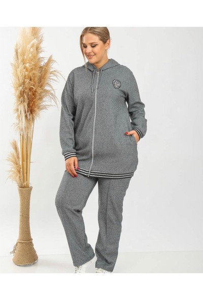 Escbutik Kadın Büyük Beden Kalın Kışlık Koyu Gri Fermuarlı 2li Escbutik Kadın Büyük Beden Kalın Kışlık Koyu Gri Fermuarlı 2li