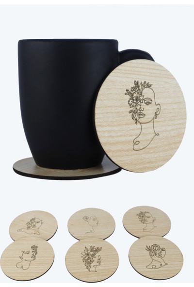 Kusva Ahşap 6'lı Bardak Altlığı - Women