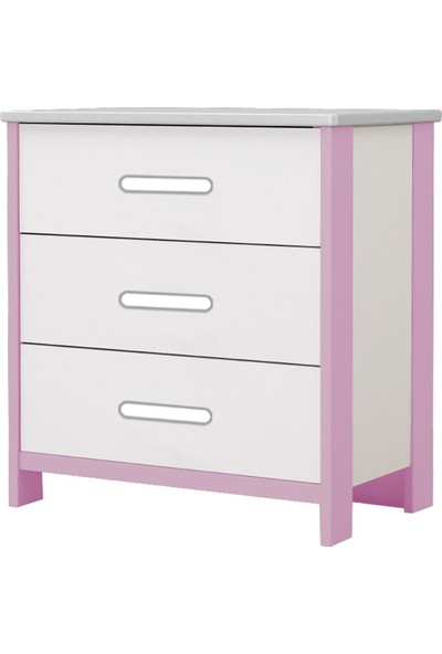 Meltem Smart Cozy Ahşap 3 Çekmeceli Şifonyer (beyaz-pembe)