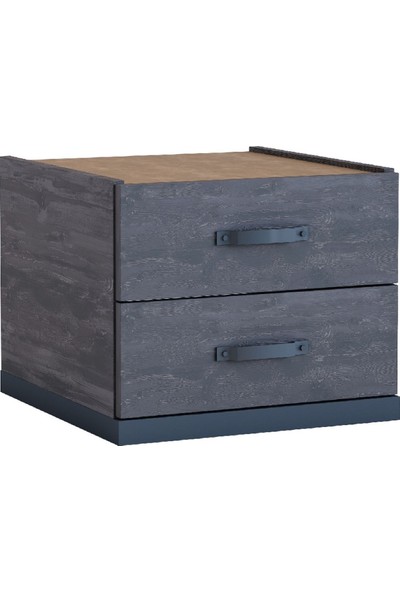 Meltem Stone Ahşap 2 Çekmeceli Komodin (antrasit)