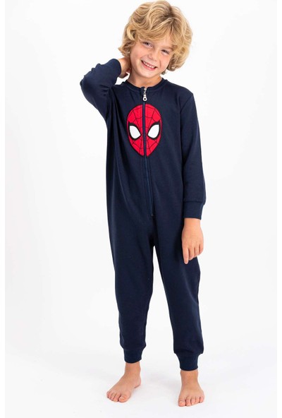 Spider Man Spiderman Lisanslı Lacivert Erkek Çocuk Polar Tulum