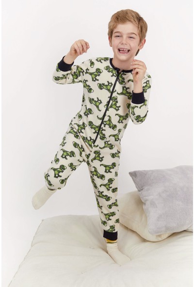 Rolypoly T Rex Krem Erkek Çocuk Tulum