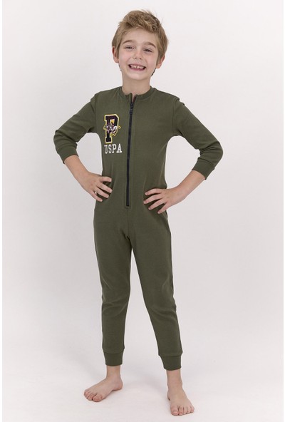 U.S. Polo Assn. U.S.Polo Assn Lisanslı Haki Erkek Çocuk Fermuarlı Uzun Kol Tulum U.S. Polo Assn. U.S.Polo Assn Lisanslı Haki Erkek Çocuk Fermuarlı Uzun Kol Tulum