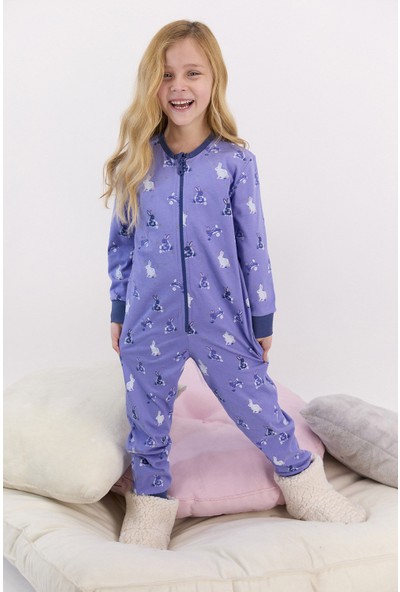 Rolypoly Indigo Kız Çocuk Fermuarlı Tulum