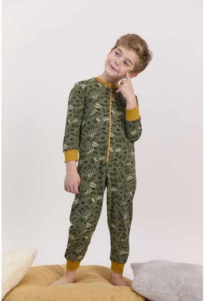 Rolypoly Haki Erkek Çocuk Fermuarlı Tulum