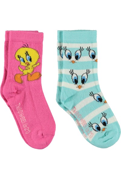 Tweety Kız Çocuk 2'li Çorap Set 3-11 Yaş Pembe