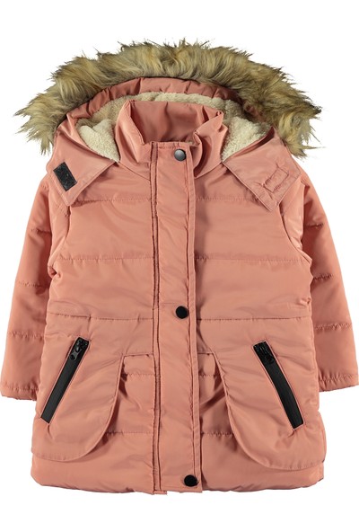 Barış Kız Çocuk Kapüşonlu Mont 2-5 Yaş Pudra