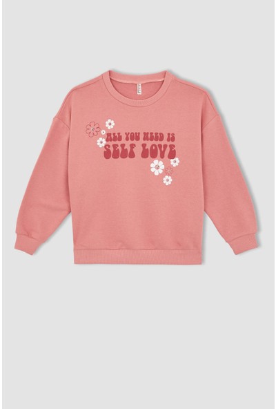 DeFacto Kız Çocuk Relax Fit Bisiklet Yaka Çiçek Baskılı Sweatshirt W9530A622SP DeFacto Kız Çocuk Relax Fit Bisiklet Yaka Çiçek Baskılı Sweatshirt W9530A622SP