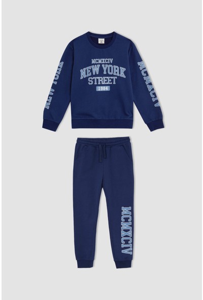 DeFacto Erkek Çocuk Regular Fit Bisiklet Yaka Slogan Baskılı 2'li Takım W7472A622SP