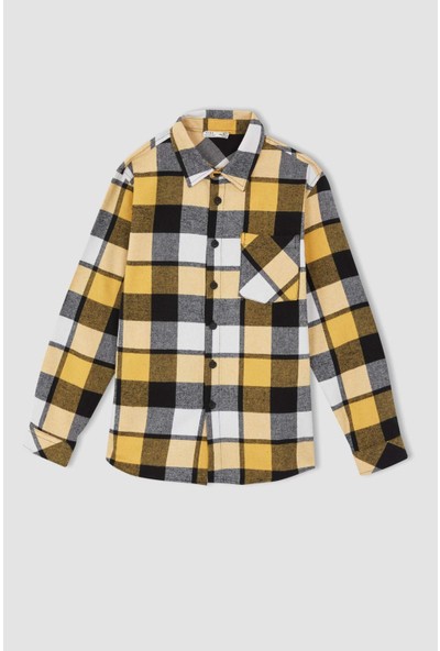 DeFacto Erkek Çocuk Regular Fit Kareli Uzun Kollu Flanel Gömlek W3220A622SP
