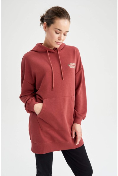 DeFacto Oversize Fit Slogan Baskılı Uzun Kollu Sweatshirt Tunik W9085AZ21CW DeFacto Oversize Fit Slogan Baskılı Uzun Kollu Sweatshirt Tunik W9085AZ21CW
