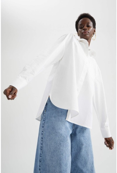 DeFacto Oversize Fit Basic Pamuklu Uzun Kollu Gömlek V4300AZ22SM DeFacto Oversize Fit Basic Pamuklu Uzun Kollu Gömlek V4300AZ22SM