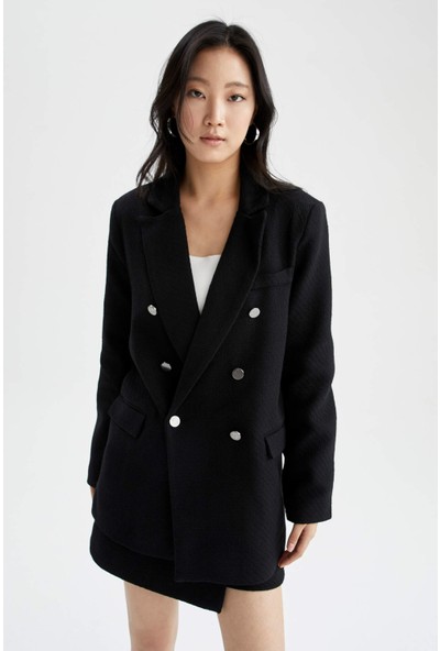 DeFacto Oversize Fit Dokulu Tüvit Blazer Ceket V7013AZ22SP