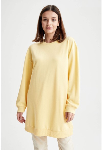DeFacto Regular Fit Bisiklet Yaka İnce Sweatshirt Kumaşı Sweatshirt Tunik X1685AZ21CW