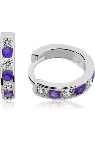 Gumush Gumush mor Halka Çocuk Gümüş Küpesi