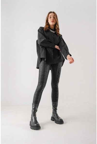 MyLove Timsah Desenli Deri Tayt