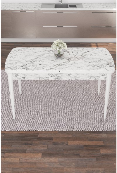 Canisa Concept Eva Serisi, 80X132 Açılabilir Mdf Mutfak Masası, Yemek Masası, Doğal Gürgen Ayak