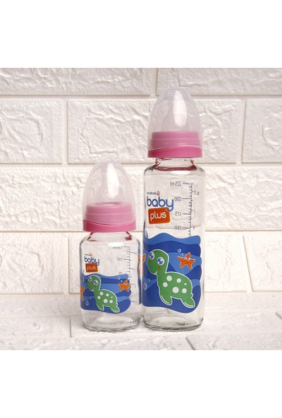 Baby Plus Ikili Cam Biberon Seti Pembe Baby Plus Ikili Cam Biberon Seti Pembe