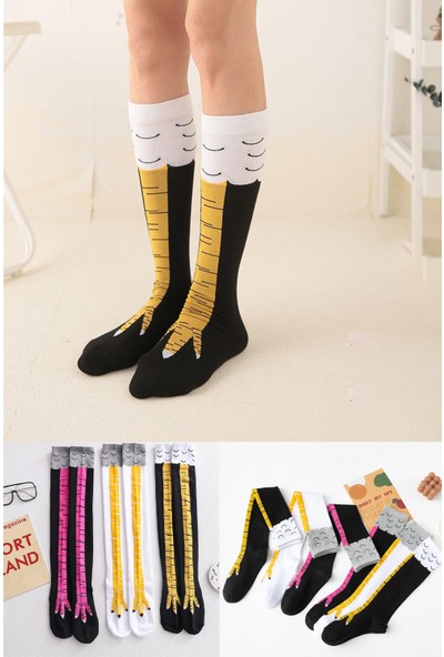 Bgk 3'lü Tavuk Ayağı Desenli Dizaltı Çorap