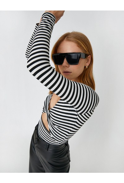 Koton Asimetrik Kesim Uzun Kollu Tişört Koton Asimetrik Kesim Uzun Kollu Tişört