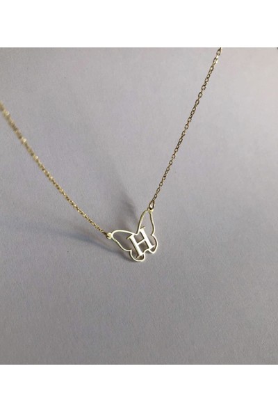 Gökdeniz 925 Kelebek Model 925 Ayar H Harfi Kadın Hediyelik Kolye