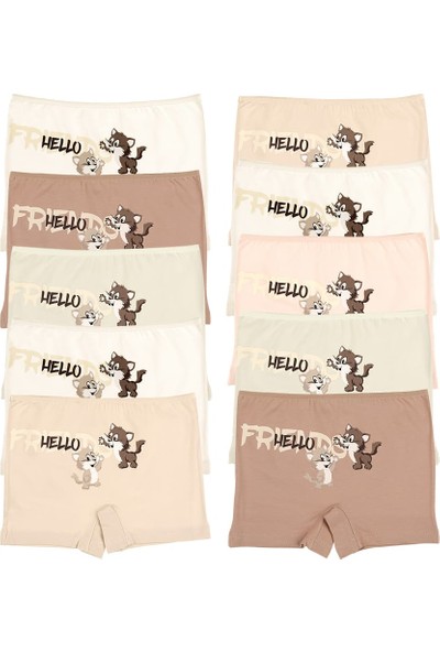 Donella 10'lu Renkli Baskılı Kız Çocuk Şort - 4271HJ