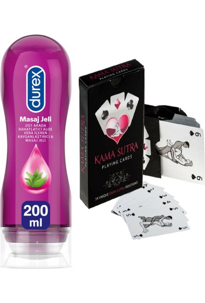 Durex Aloevera Play Kayganlaştırıcı & Masaj Jeli 200 ml ve Pudra Kamasutra Oyun Kartları Durex Aloevera Play Kayganlaştırıcı & Masaj Jeli 200 ml ve Pudra Kamasutra Oyun Kartları