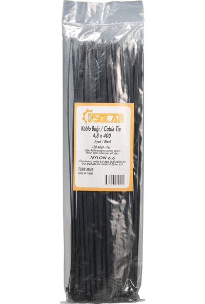 Cmsolar Kablo Bağı Cırt Kelepçe 4,8X400 mm 100 Adet Siyah Nylon Cmsolar Kablo Bağı Cırt Kelepçe 4,8X400 mm 100 Adet Siyah Nylon