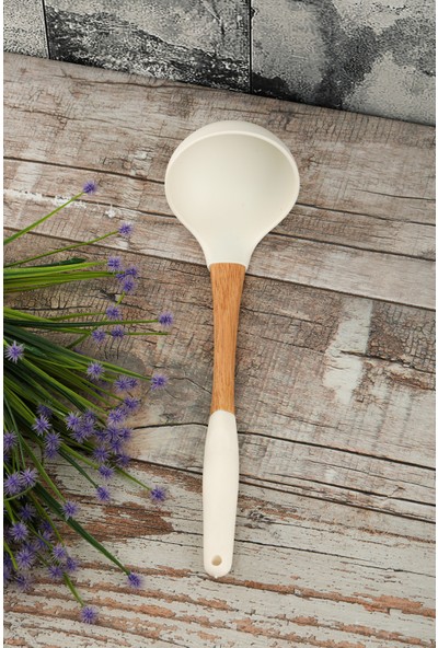 Üzüm Yaprağı Lüx Silikon Kepçe Krem