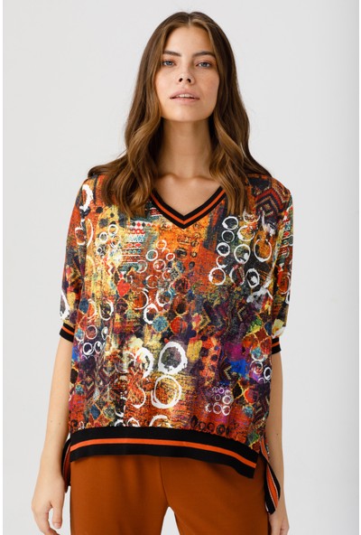 ON Ribana Detaylı Desenli Bluz