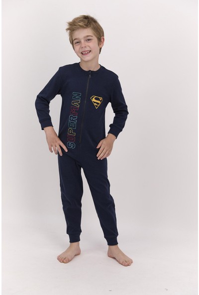 Superman Lisanslı Lacivert Erkek Çocuk Fermuarlı Tulum Superman Lisanslı Lacivert Erkek Çocuk Fermuarlı Tulum