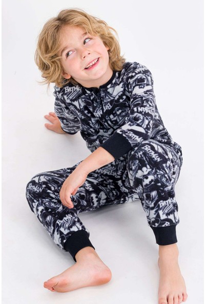 Batman Lisanslı Koyu Lacivert Erkek Çocuk Polar Tulum