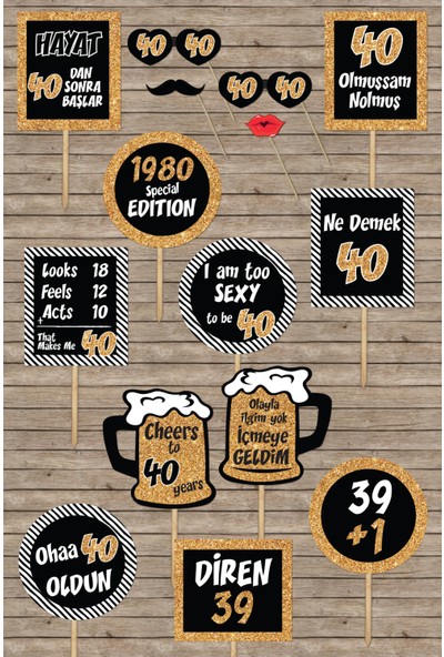 Pekshop 40 Yaş Doğum Günü Konuşma Balonları, Altın Konsept