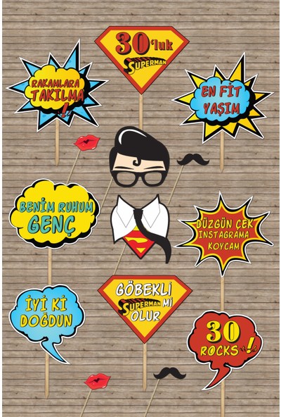 Pekshop 30 Yaş Doğum Günü Konuşma Balonları, Superman Konsept