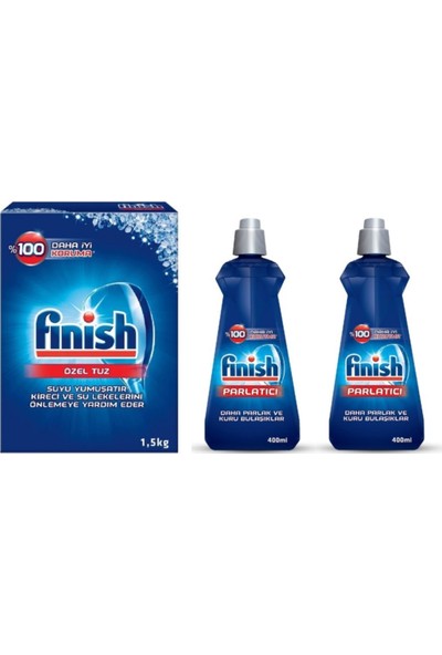 Finish Bulaşık Makinasi Tuz 1.5 kg - Parlatıcı 400 ml + 400 ml