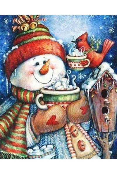 Movas Sanat Kardan Adam ve Sıcak Çikolata Elmas Mozaik Tablo 45X55CM E20203458