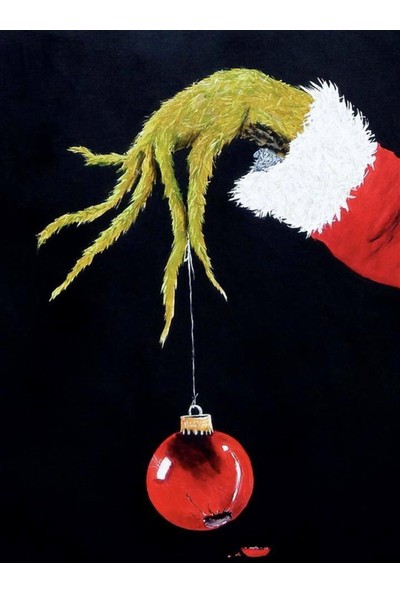 Movas Sanat Noel Topu Tutan Yeşil El Elmas Mozaik Tablo 40X55CM E20203429