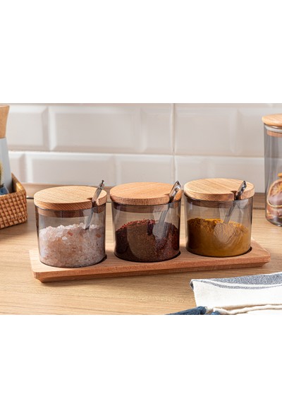 English Home Carlisa Plastik 3'lü Baharatlık 330 ml Füme