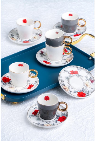 Acar Bloom 6lı Porselen Kahve Fincanı Takımı