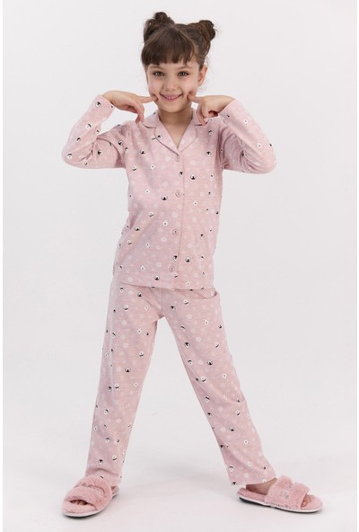Rolypoly Snows Pembemelanj Kız Çocuk Gömlek Pijama Takımı