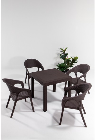 Sandalie Garden 4 Kişilik Balkon Masa Takımı- Kahve Sandalie Garden 4 Kişilik Balkon Masa Takımı- Kahve