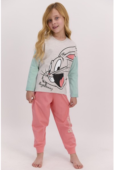 Bugs Bunny Lisanslı Bej Kız Çocuk Pijama Takımı