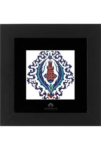 Anadolia Lale ve Nar Siyah Çerçeveli Seramik Pano