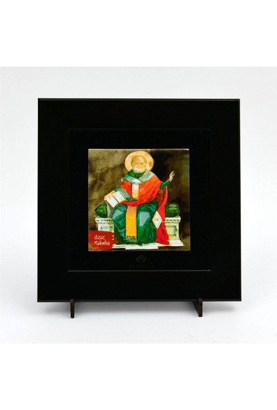 Anadolia Aziz Nikolas Siyah Çerçeveli Seramik Pano