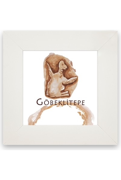 Anadolia Göbeklitepe Akbaba Motifli Beyaz Çerçeveli Seramik Pano Anadolia Göbeklitepe Akbaba Motifli Beyaz Çerçeveli Seramik Pano