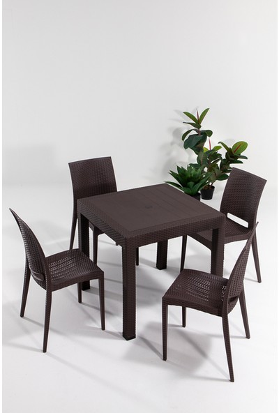 Sandalie Rattan Bahçe Masa Takımı – Kahve