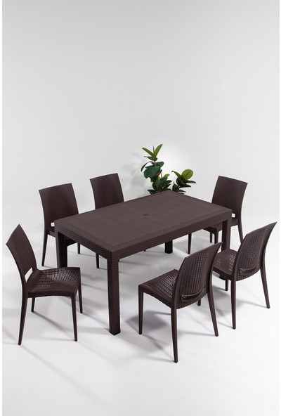 Sandalie Rattan Large Bahçe&balkon Masa Takımı Kahve Sandalie Rattan Large Bahçe&balkon Masa Takımı Kahve