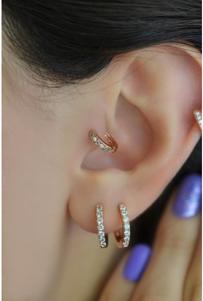 S&A Accessories Rose Renkli Halka Tragus Piercing Helix Kıkırdak Küpesi