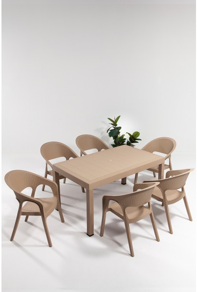 Sandalie Garden Large Balkon Masa Takımı- Cappucino Sandalie Garden Large Balkon Masa Takımı- Cappucino